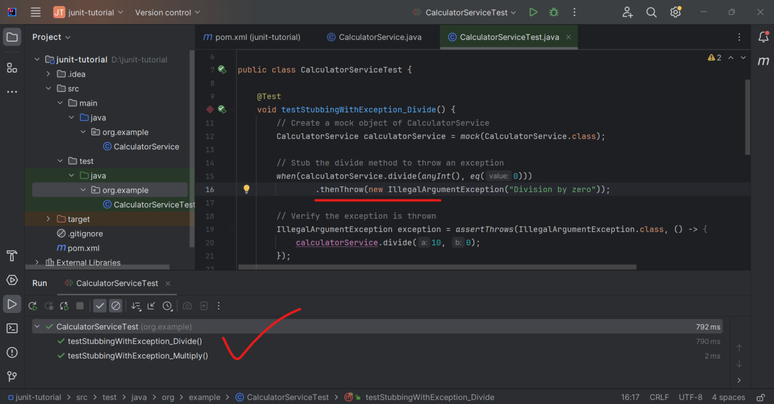 Mockito Stubbing with Exceptions